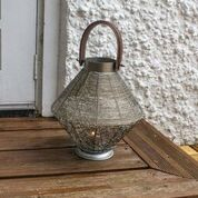 Wire Mesh Candle Lantern With Leather Effect Handle – Service